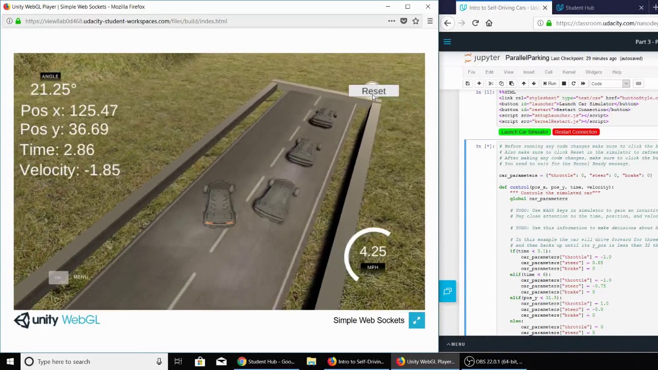 Udacity Intro To Self Driving Cars Lesson 24 Part 3 Parallel Parking Youtube