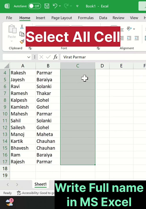 Write Full Name Shortcut In Ms Excel Shortvideo Exceltech Exceltips Exceltricks 3106