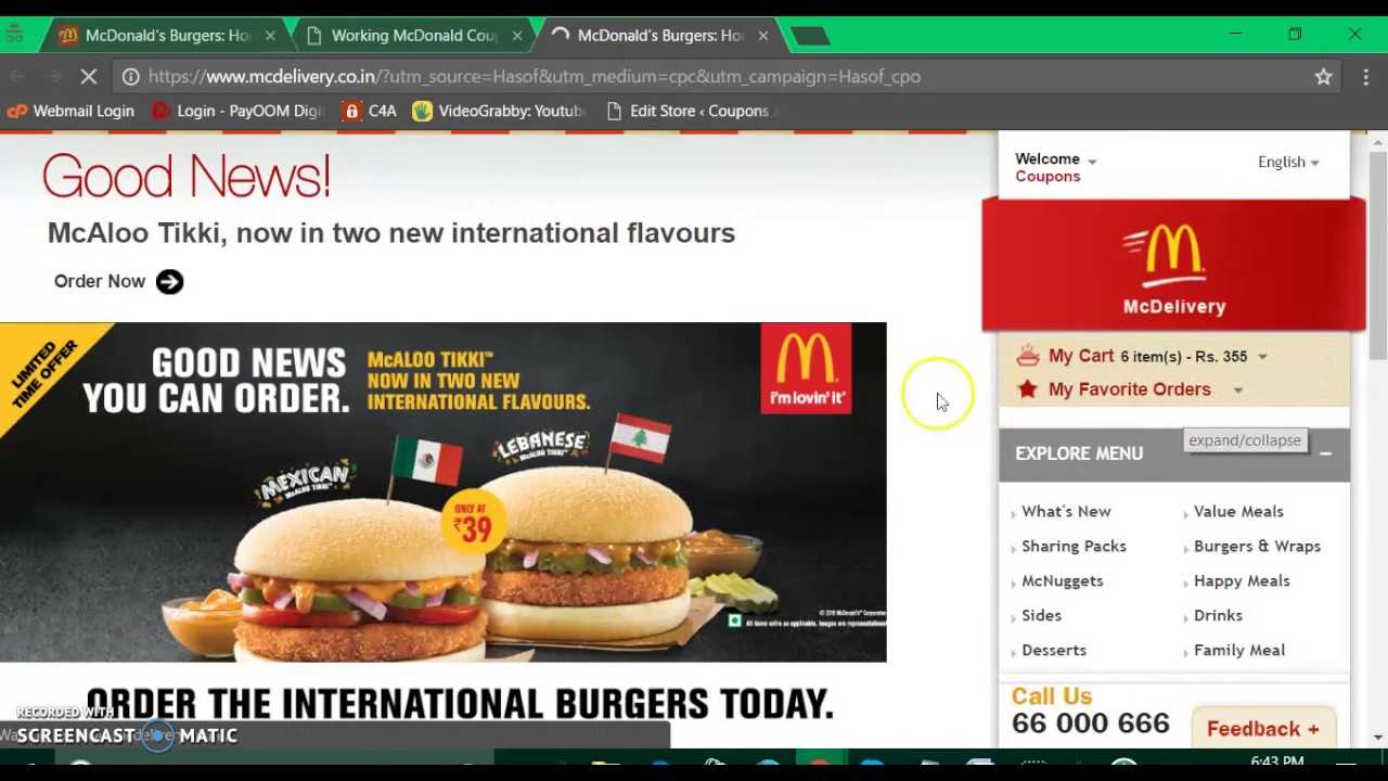 Easy steps to order Burger online at McD - YouTube