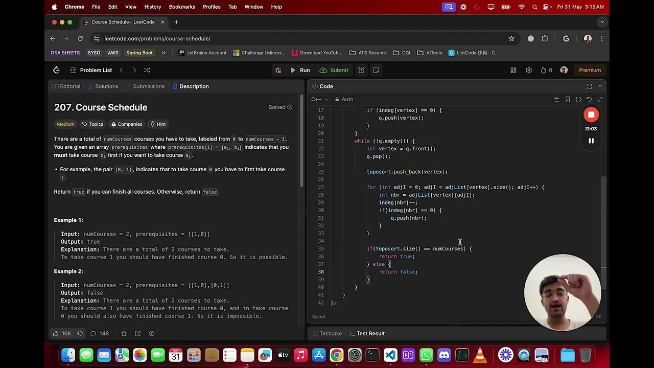 207 Course Schedule Cycle Detection In Directed Graphs Using Bfs Kahn S Algorithm Youtube