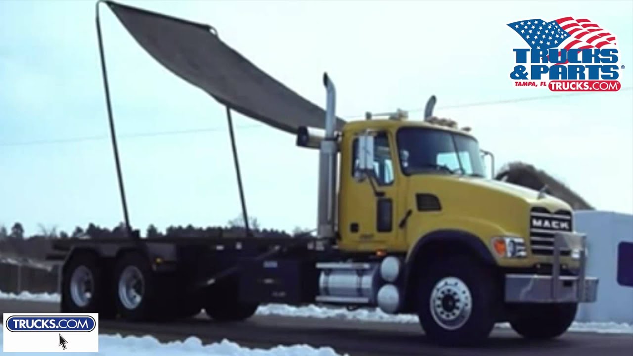 2005 Mack CV713 with 60,000lb Galbreath Roll Off Hoist - YouTube