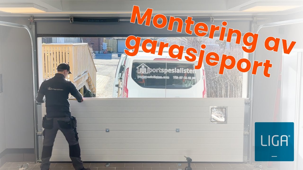 Montering av garasjeport (LIGA 31cm torsjon) - YouTube