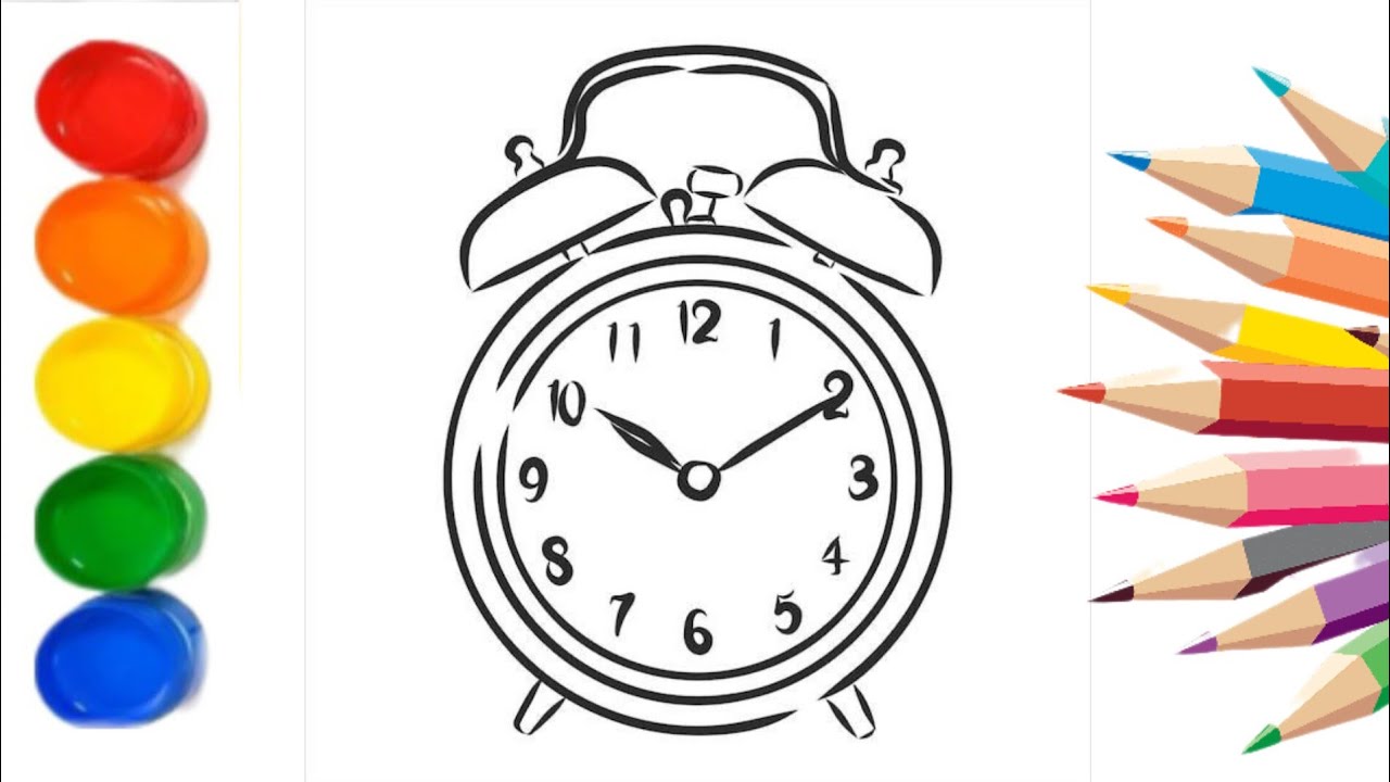How to Draw Alarm ⏰ Clock, Coloring, Painting for kids and Toddler's # ...