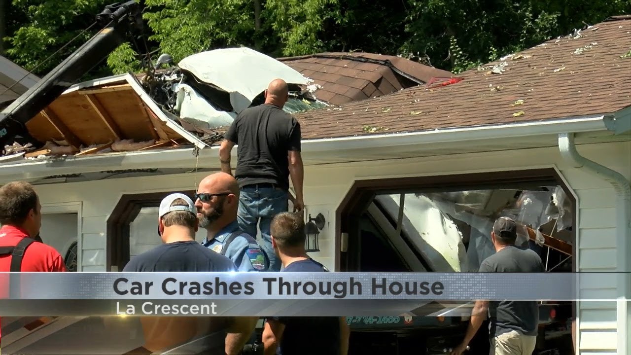 Car goes through roof of La Crescent home - YouTube