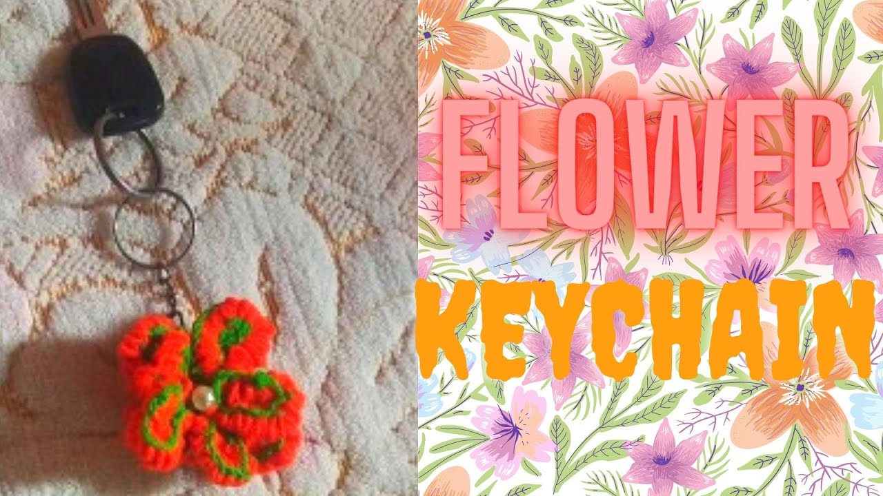 FLOWER KEYCHAIN WITH WOOLEN/Easy keychain diy/How to make woolen ...