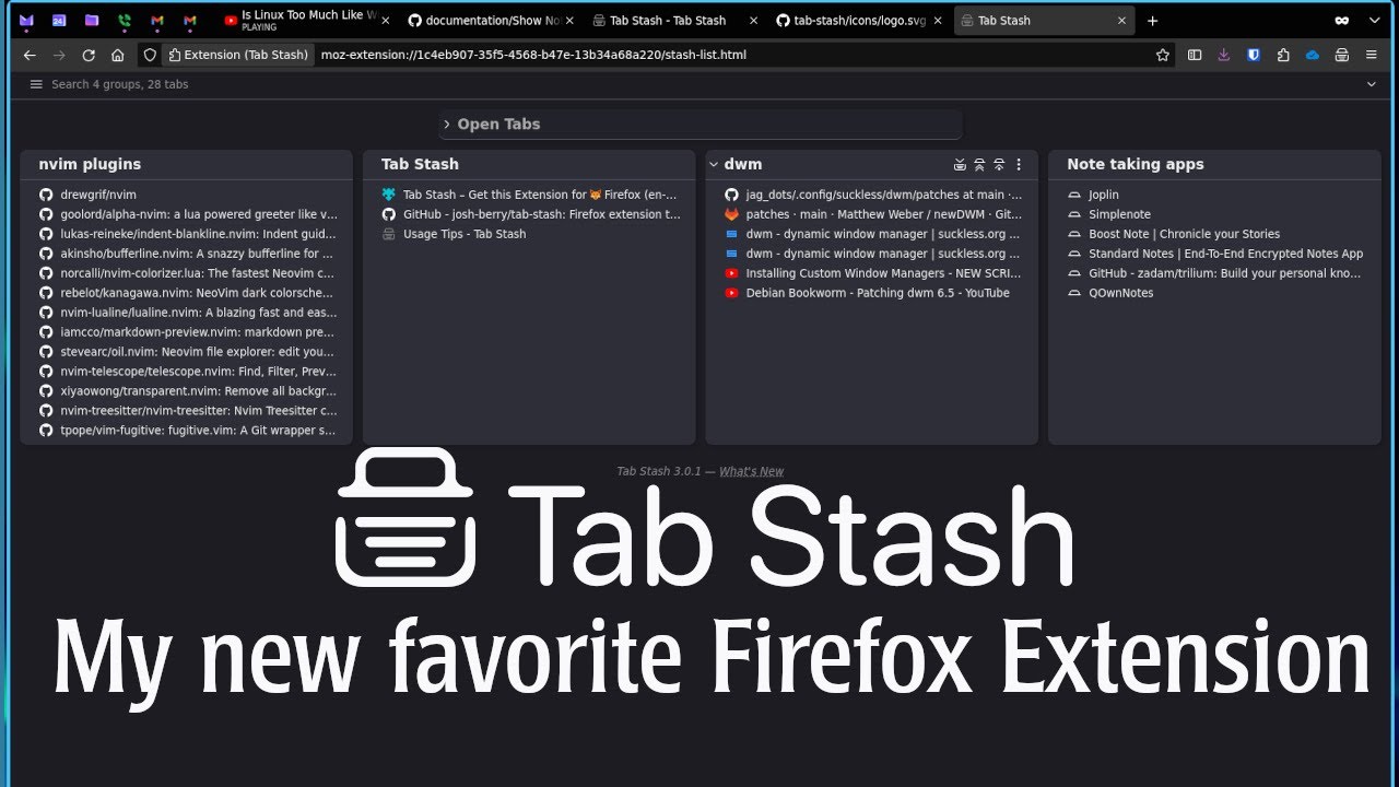 Tab Stash: My new favorite Firefox extension. - YouTube