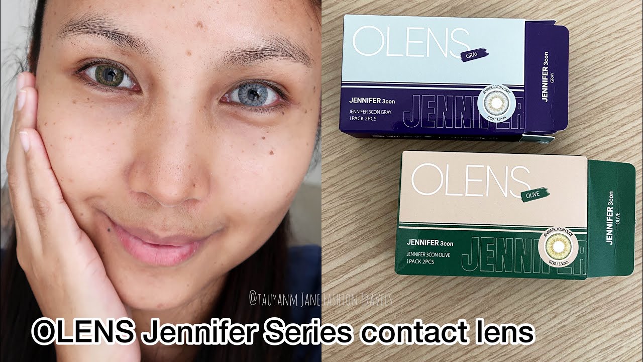 OLENS ️ Contact Lens Jennifer Series Gray&Olive Try On Comparison ...