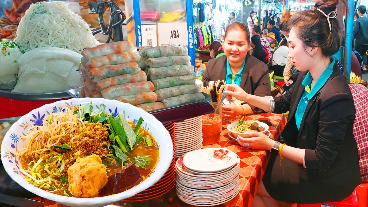 KHMER Num Banh Chok, Rice Noodle, Beef Noodle Soup, Fried Noodles ...