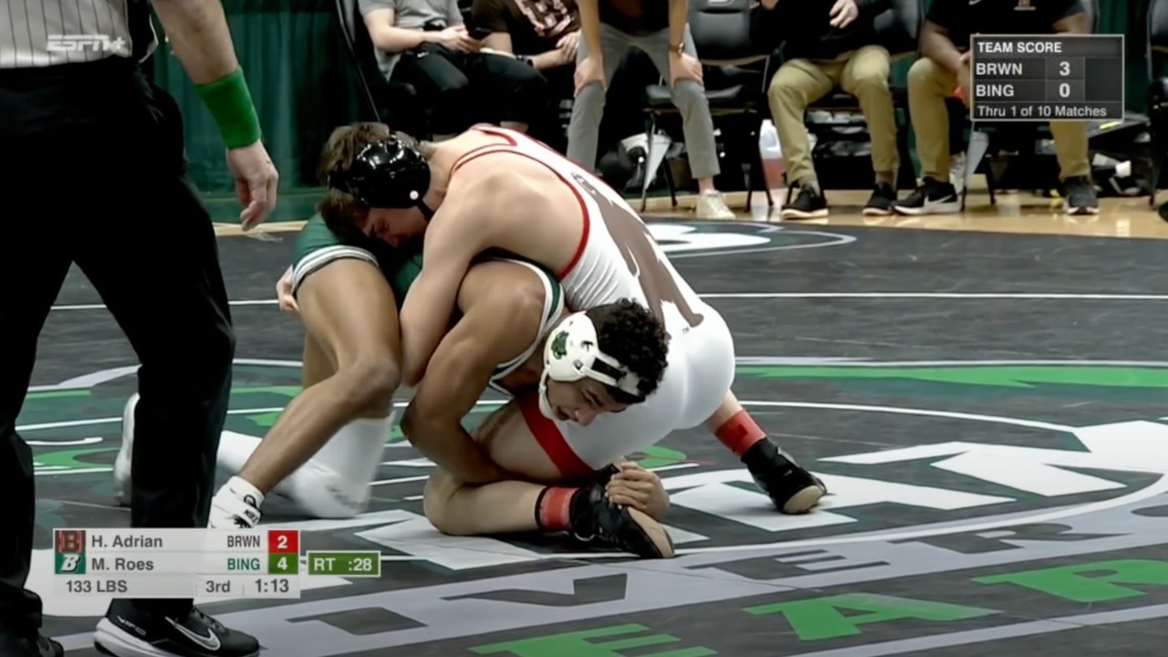 133lbs Micah Roes (Binghamton) vs Hunter Adrian (Brown) - YouTube