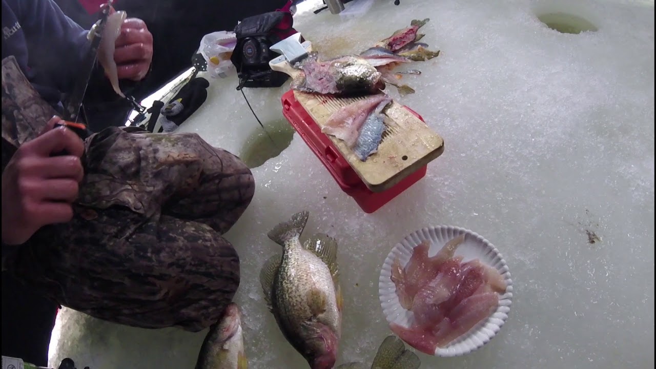 CATCH AND COOK Ice fishing Maine Crappie - YouTube