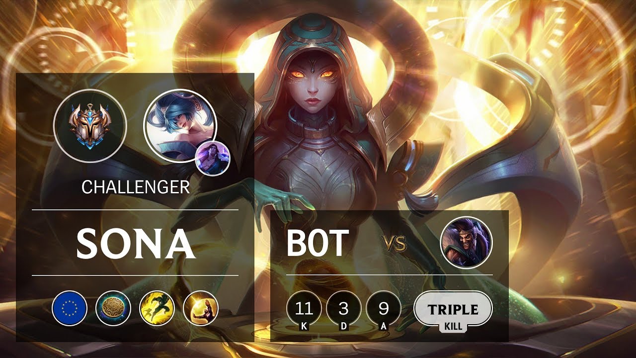 Sona Bot vs Draven - EUW Challenger Patch 9.9 - YouTube