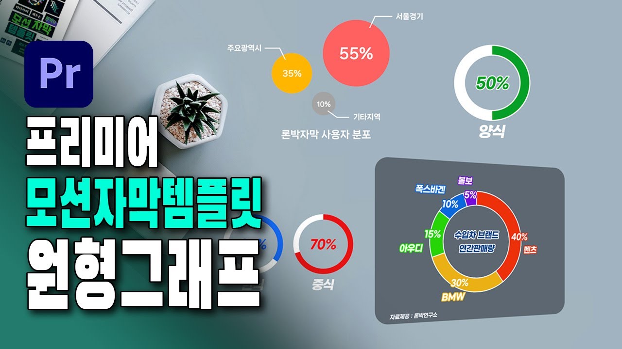 2023 프리미어 프로 영상편집 소스 원형 그래프 4종 템플릿 Youtube