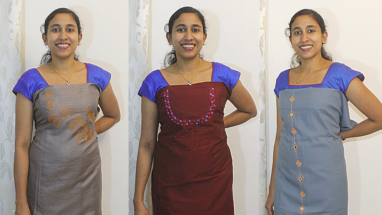 Hand Emboidery: Three Designer Churidar Display # Malayalam - YouTube