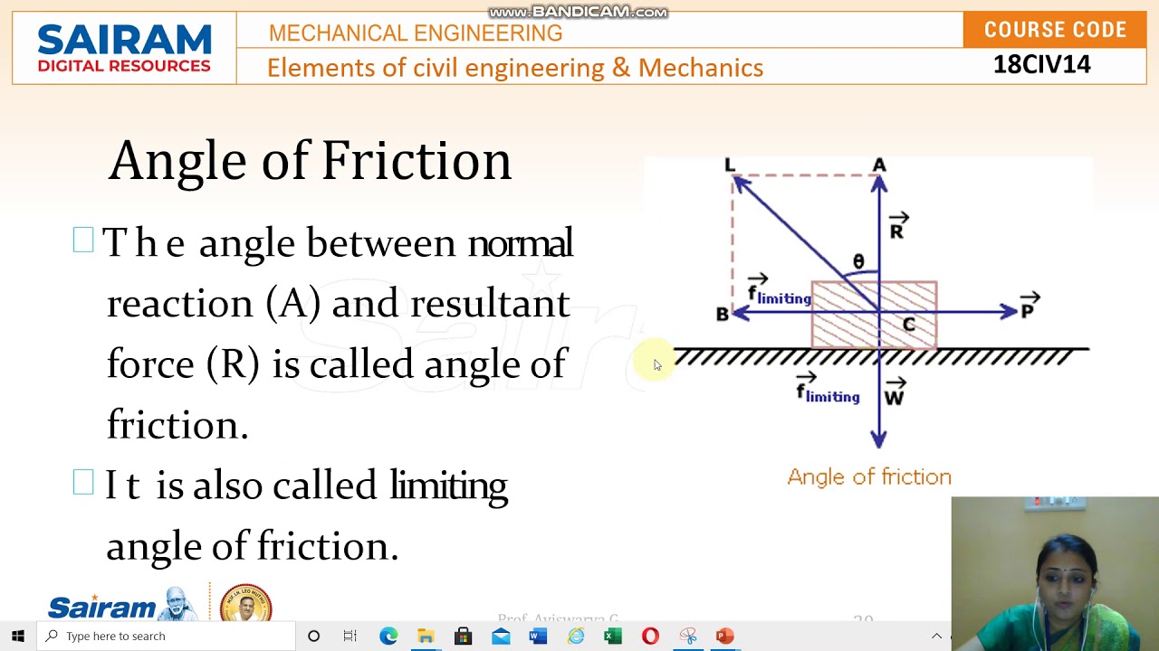 Lecture video 6_Module 2_Friction Numericals _18CIV14_Prof. Ayiswarya G ...