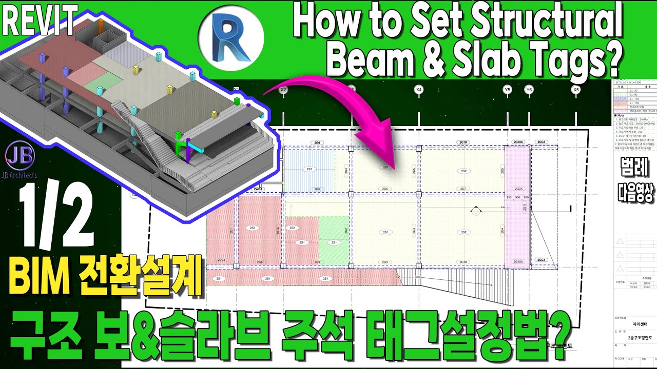 🔥구조평면도 보& 슬라브 주석 태그 설정법?_How to Set Structural Beam & Slab Tags?_BIM ...