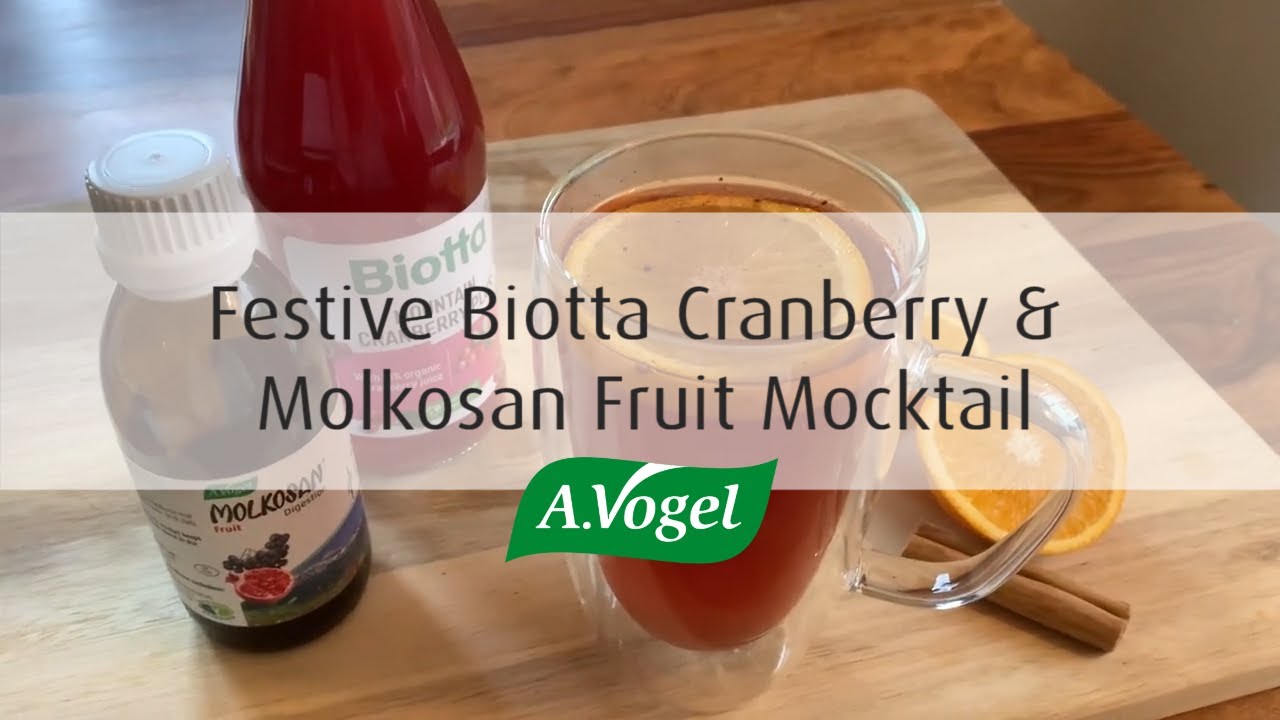 Festive Biotta Cranberry & Molkosan Fruit Mocktail Recipe - YouTube