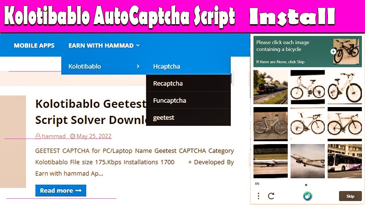 Auto Captcha Script Install auto solver in Kolotibablo - YouTube