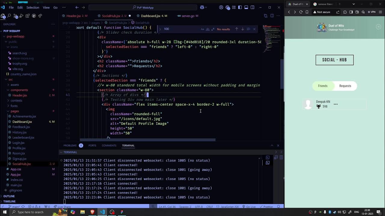 Making Social Hub Page | Making a Multiplayer Quiz Game | React & Golang #27 - YouTube