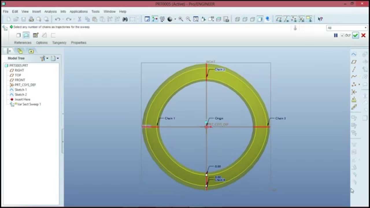 HOW TO USE VARIABLE SECTION SWEEP IN PRO E - YouTube