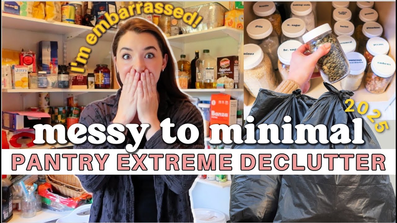 *embarrassing* PANTRY EXTREME DECLUTTER | Laundry room organization ...