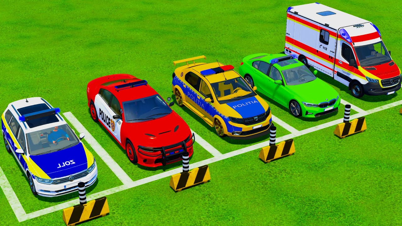 Double Flatbed Trailer Truck vs Speedbumps Train vs Cars / Flatbed ...