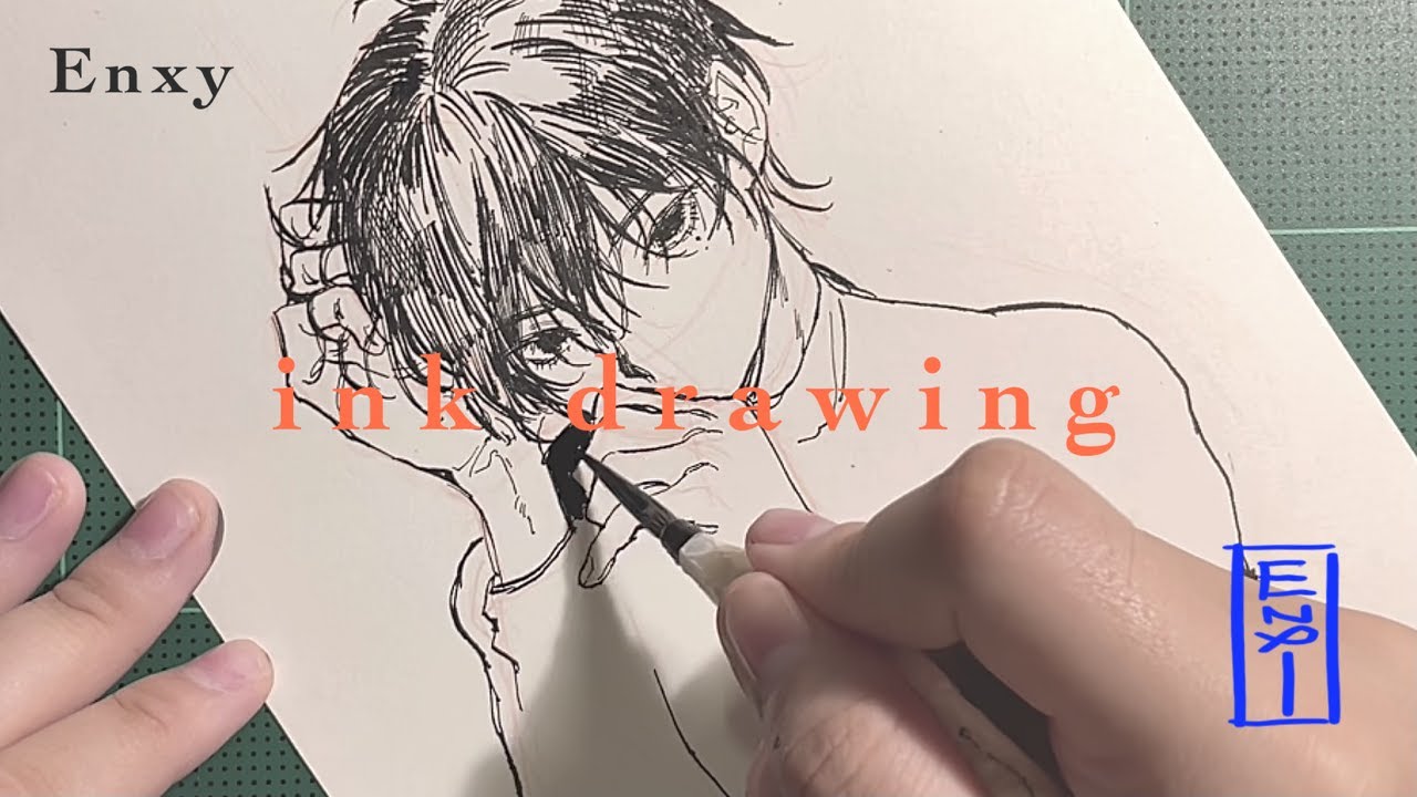 INK DRAWING (G-pen & brush) | Enxy - YouTube