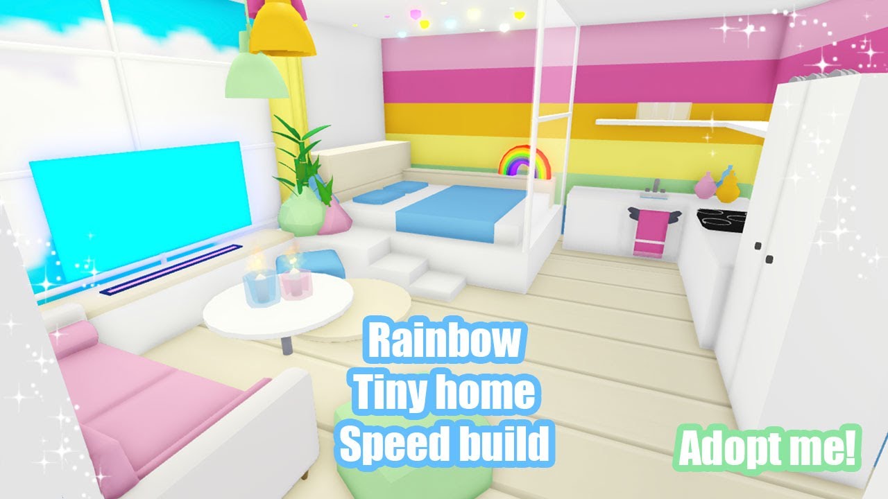 Cute Rainbow 🌈 Tiny Home 🌈 Speed build *PRIDE MONTH* Adopt me! Roblox ...