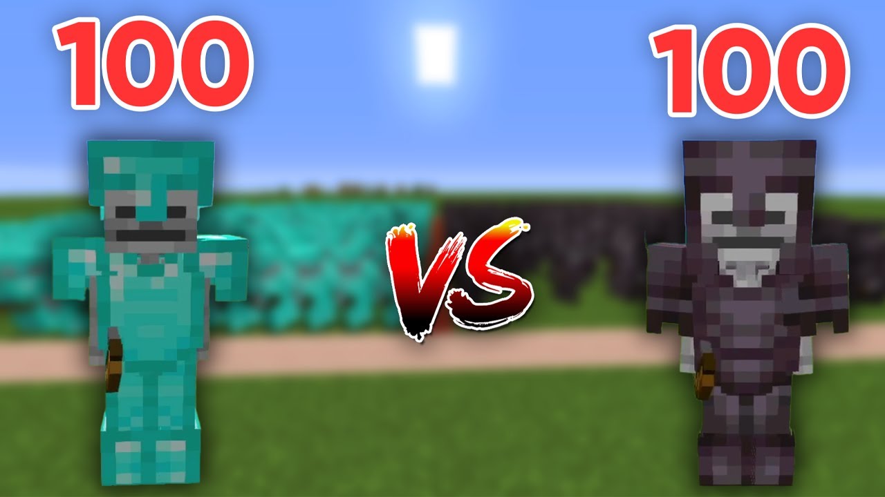 100 Diamond Skeletons vs 100 Netherite Skeleton - Minecraft Mob Battle ...