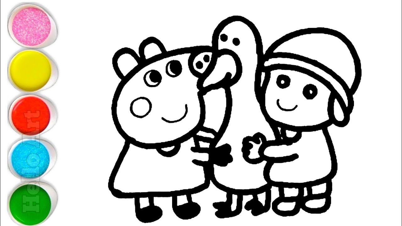 Cute Pippa Pig and Pato With Pocoyo Drawing, Painting and Coloring For ...