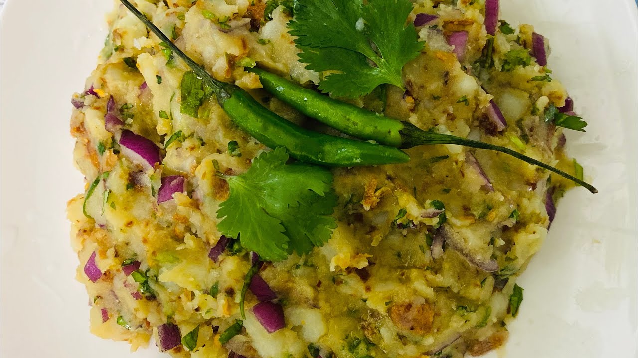 Bangladeshi Aloo vorta resipe/potato resipe with crispy shrimp chili ...