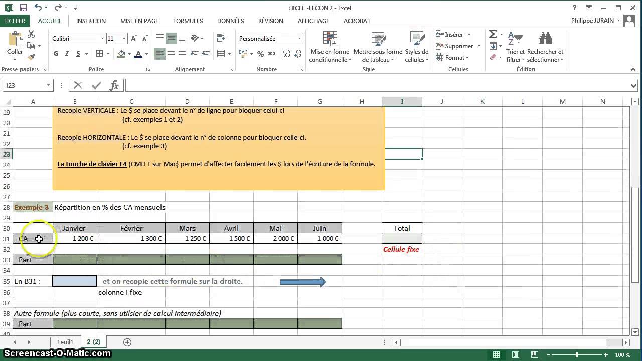 J'apprends Excel - LECON 2 - Le $ dans les formules - YouTube