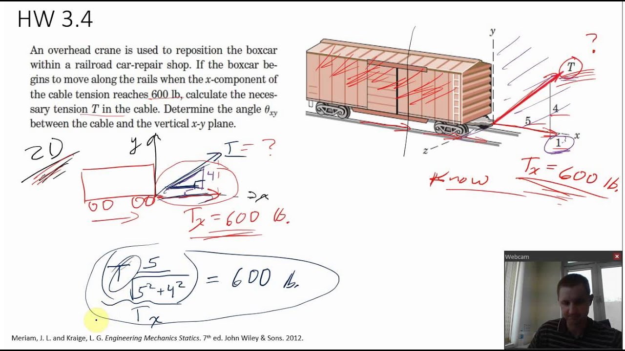 Statics - 3D vector example - YouTube