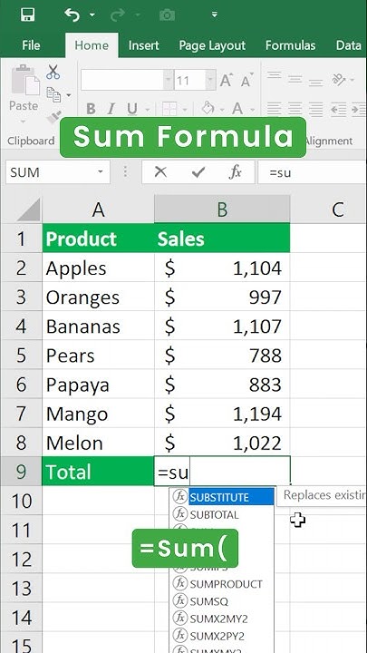 SUM Formula in Excel | Add Total Values #shorts #excel - YouTube