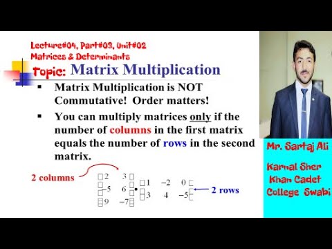 Matrices are not Commutative with respect to Multiplication. - YouTube