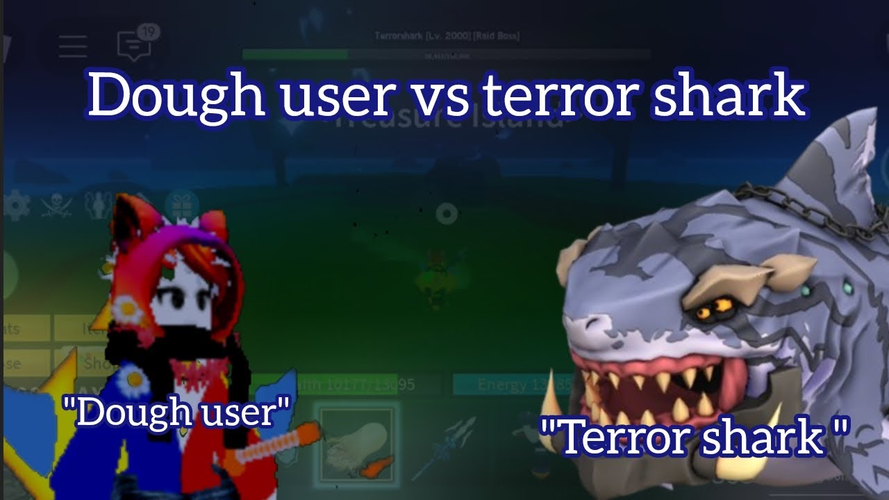 fighting terror shark using awaken dough fruit | Roblox Blox fruit ...