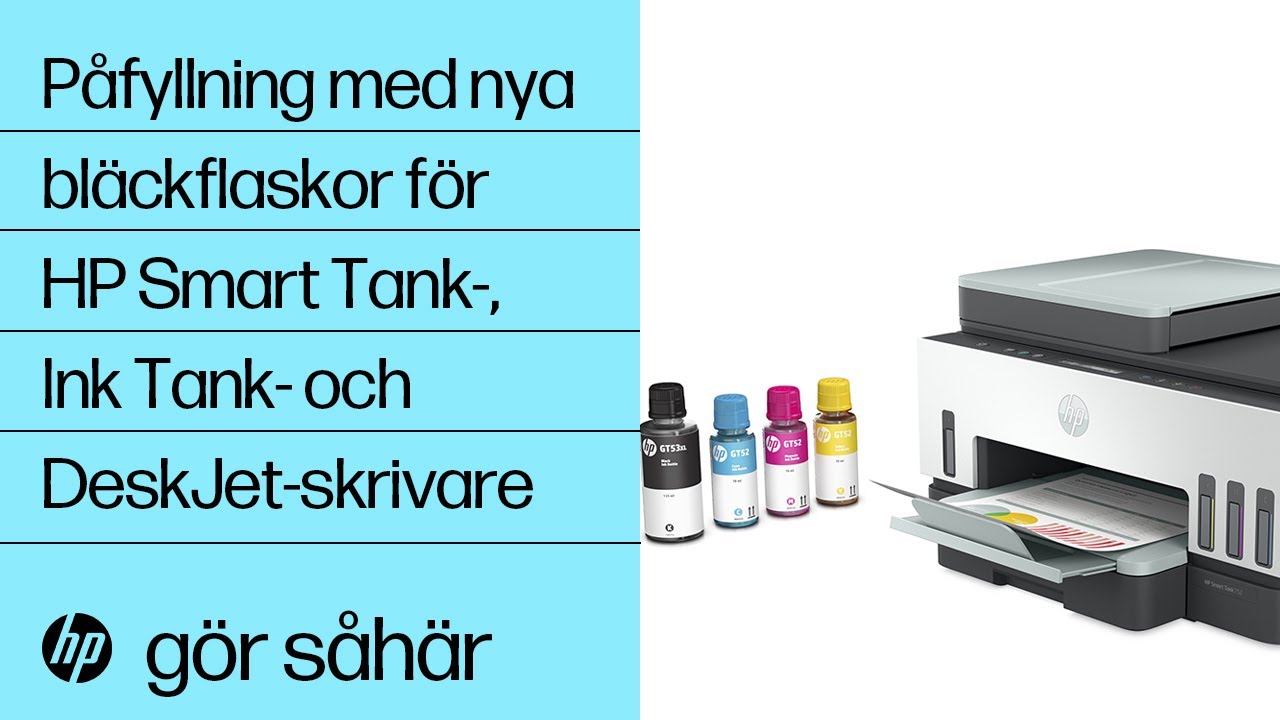 Påfyllning med nya bläckflaskdesignen för HP Smart Tank-, Ink Tank ...