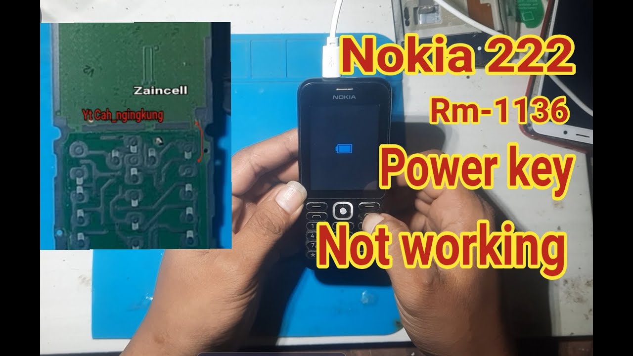 nokia rm 1136 power key jumper || Nokia 222 on off ways - YouTube