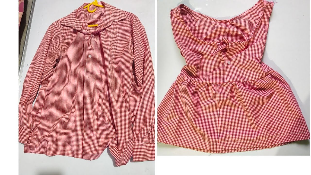 DIY- convert old shirt into cute sleevless top//recycling shirt - YouTube