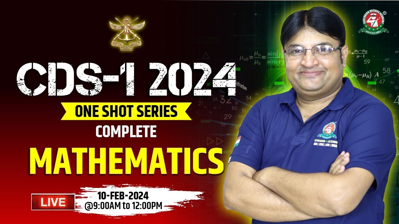 Mathematics Complete Revision👉 "One Shot Series" Live🔥Class for CDS 1 ...