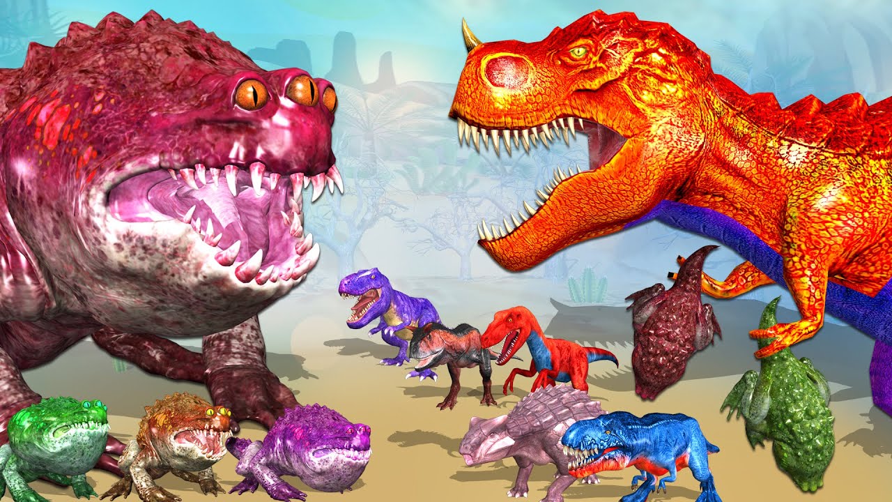 Evolution of Giant tyrannosaurus Rex vs Giant Frogs || Velociraptor ...