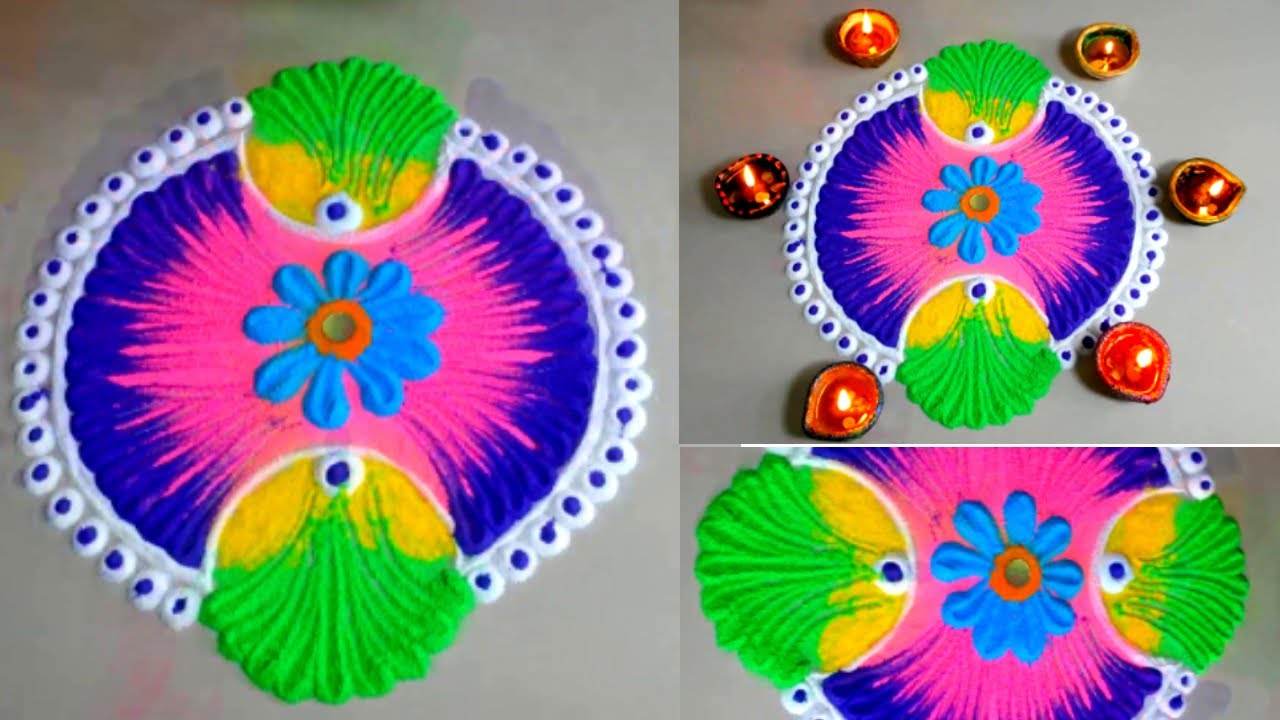 Simple Rangoli - Rangoli for Tiny Spaces - Colourful Rangoli - Jhatpat ...