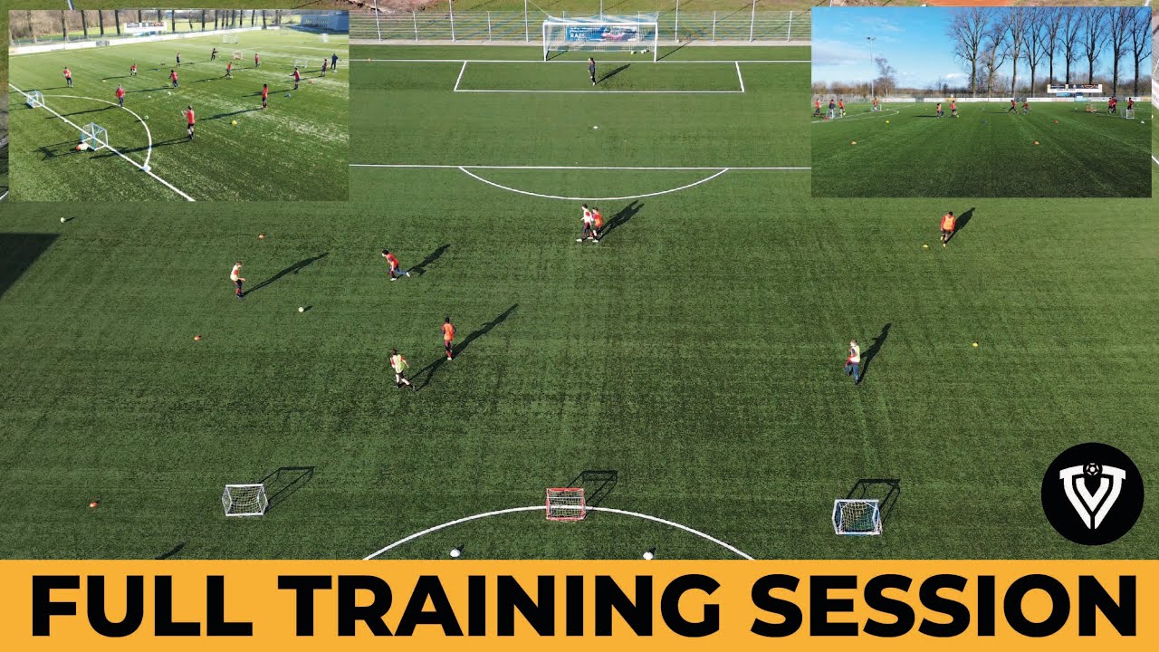 Full Training Session | Warm Up - Rondo - 1V1 2V2 - 4v3+GK - YouTube