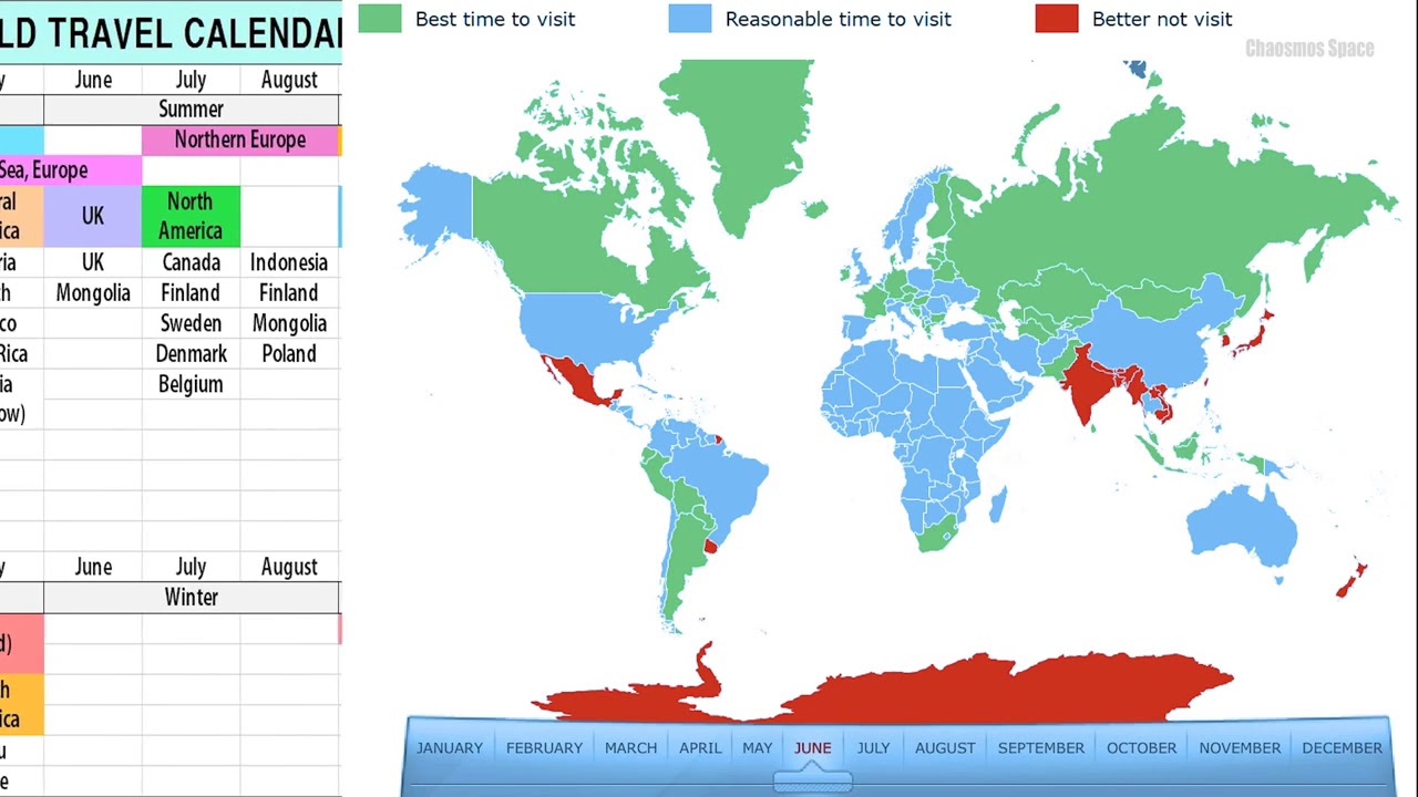 WORLD TRAVEL CALENDAR & MAP(Best Time to Travel). Global Tourist Office ...
