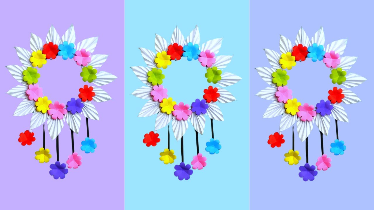 Multi Color Paper Wall Hanging Ideas | Wall hanging craft With Paper ...
