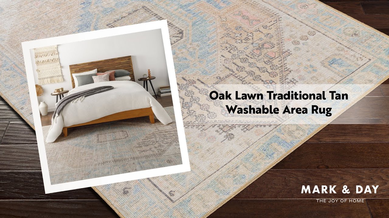 Oak Lawn Traditional Tan Washable Area Rug - YouTube