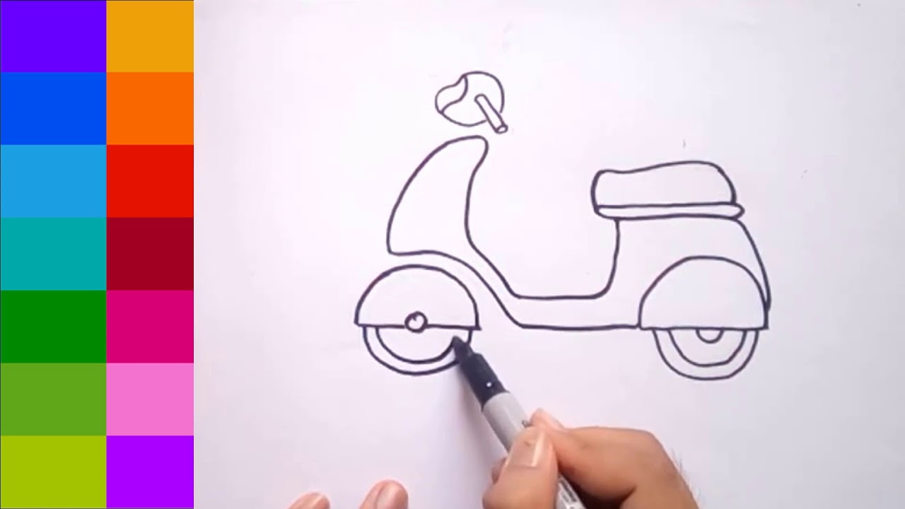 20 how to draw a vespa motobike - YouTube