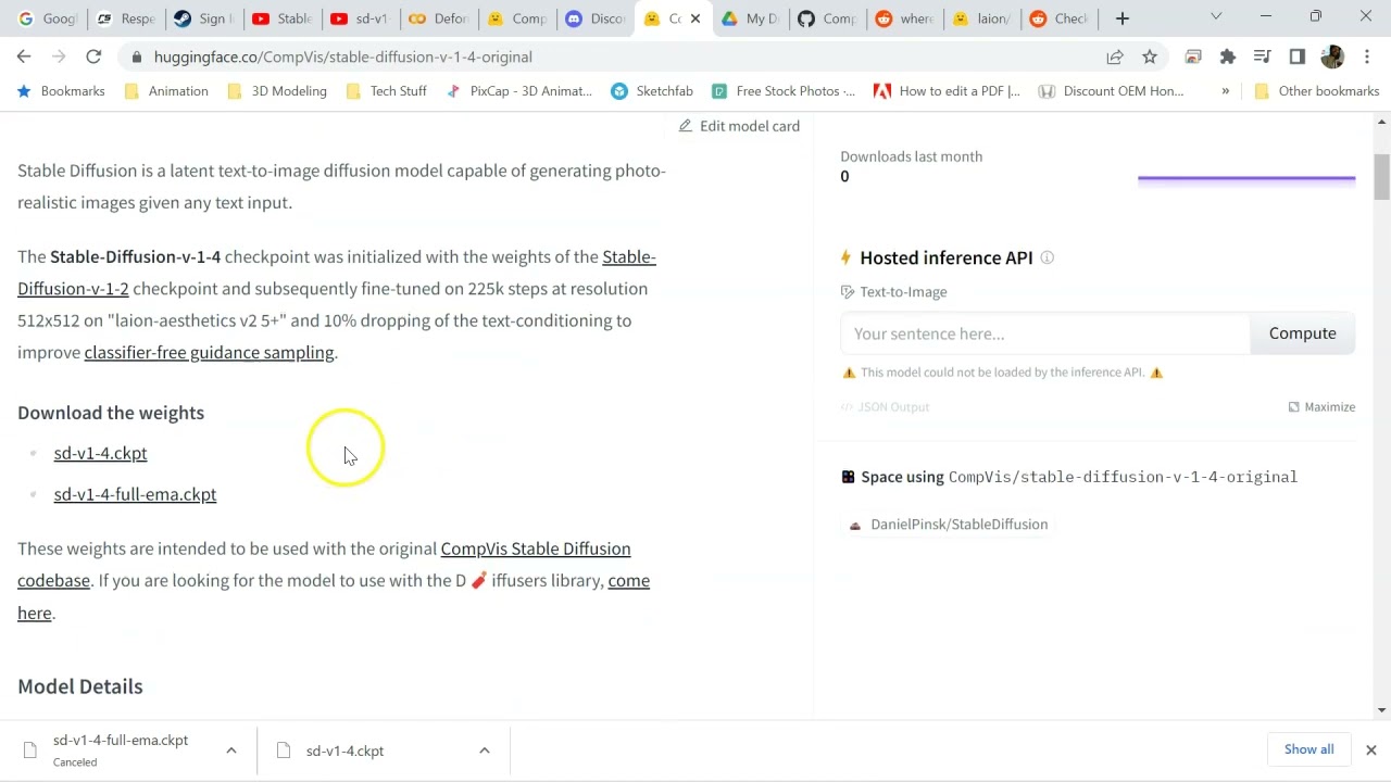 How to Download sd-v1-4.ckpt Stable Diffusion Check Point File - YouTube