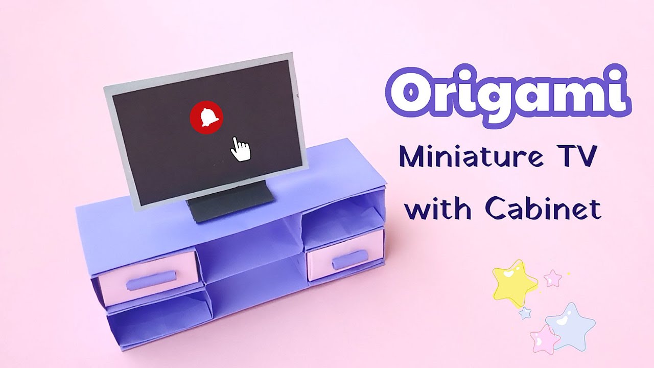 Easy way to make a paper TV with cabinet | Origami Miniatures | Paper ...