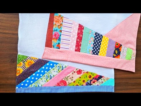 PANO DE PRATO BARRADO COM RETALHOS - 2 MODELOS - VÁRIAS IDEIAS - YouTube