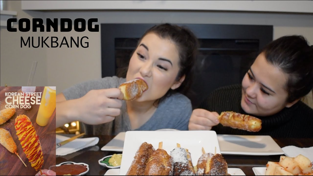 KOREAN CHEESY CORNDOG MUKBANG 먹는 EATING SHOW! - YouTube